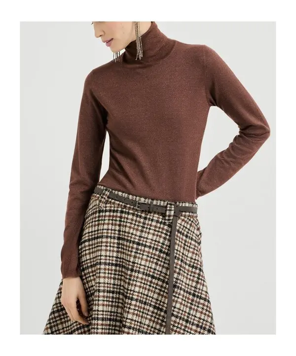 Brunello Cucinelli Sparkling Cashmere And Silk Lightweight Turtleneck Sweater
