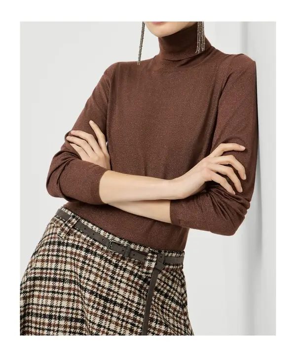 Brunello Cucinelli Sparkling Cashmere And Silk Lightweight Turtleneck Sweater