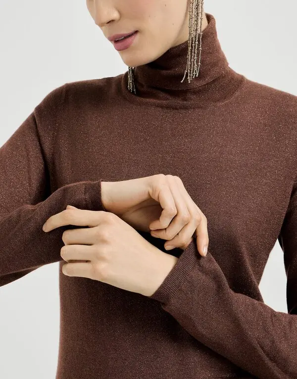 Brunello Cucinelli Sparkling Cashmere And Silk Lightweight Turtleneck Sweater