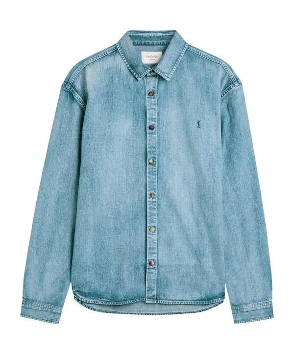 Saint Laurent Logo-embroidered Denim Shirt