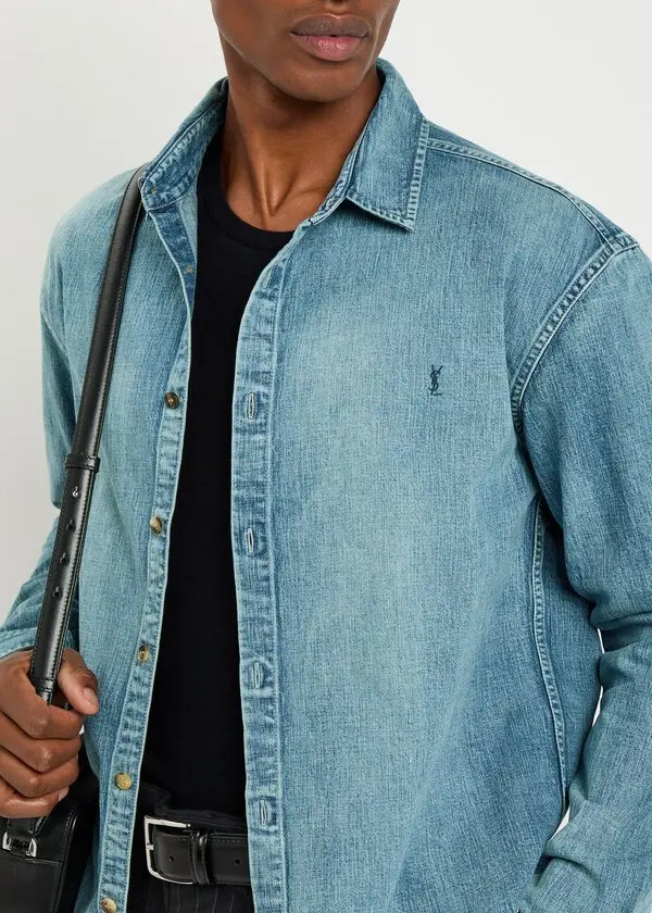 Saint Laurent Logo-embroidered Denim Shirt