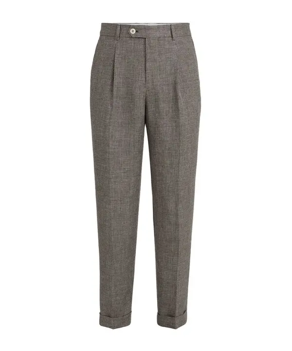 Brunello Cucinelli Houndstooth Pleated Trousers