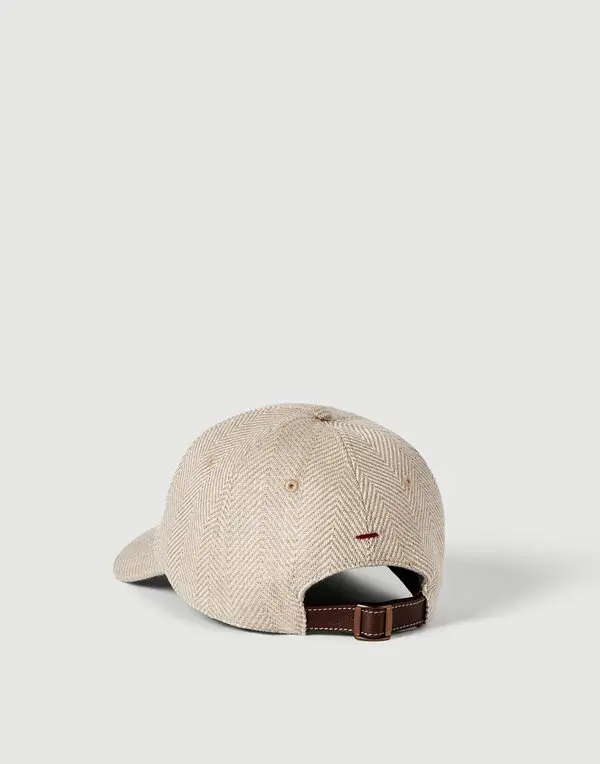 Brunello Cucinelli Alpaca, Wool And Silk Chevron Baseball Cap With Embroidered Logo