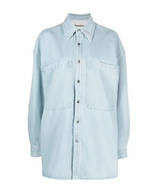 Nanushka Beaux Sun-bleached Denim Shirt