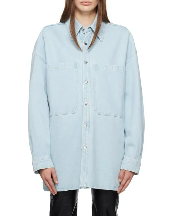 Nanushka Beaux Sun-bleached Denim Shirt