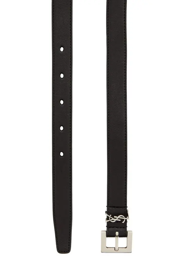 Saint Laurent Cassandra Grained Leather Belt