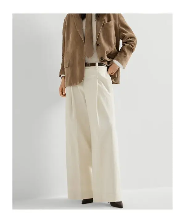 Brunello Cucinelli Pleated Trousers With Monili Detail
