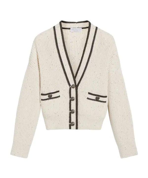 Brunello Cucinelli Cotton Diamond Yarn Rib-knit Cardigan