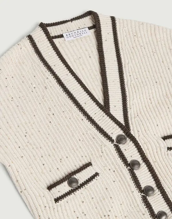 Brunello Cucinelli Cotton Diamond Yarn Rib-knit Cardigan