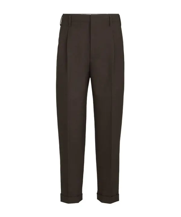 Brunello Cucinelli Virgin-wool Diagonal Trousers With Double Pleats