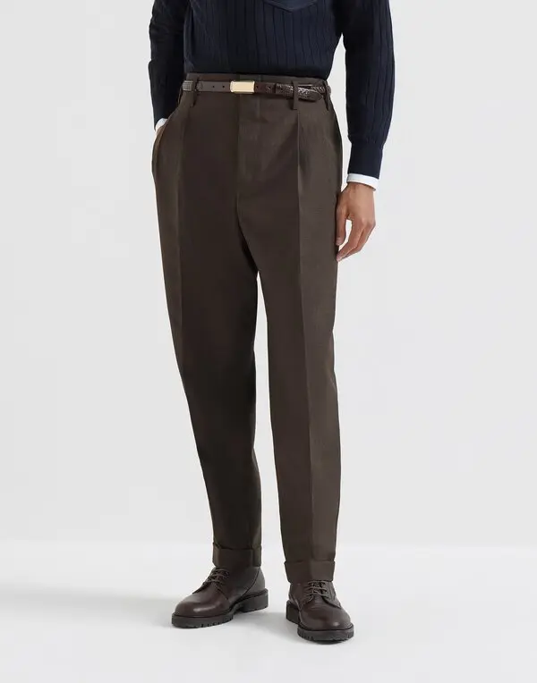 Brunello Cucinelli Virgin-wool Diagonal Trousers With Double Pleats