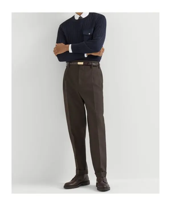 Brunello Cucinelli Virgin-wool Diagonal Trousers With Double Pleats