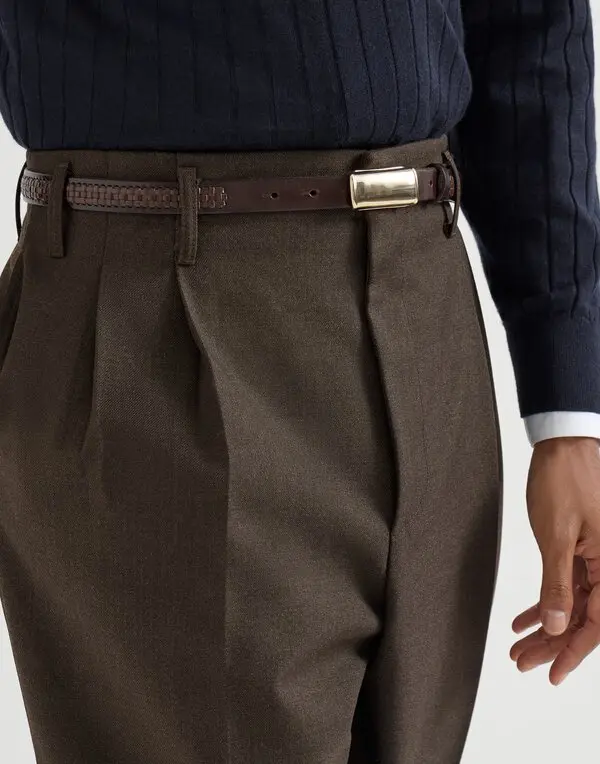 Brunello Cucinelli Virgin-wool Diagonal Trousers With Double Pleats