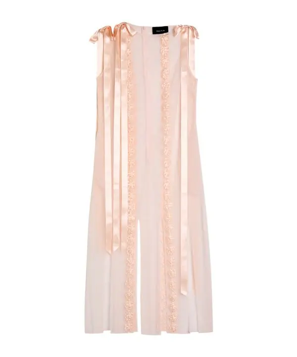 Simone Rocha Appliquéd Sheer Tulle Midi Dress - Nude