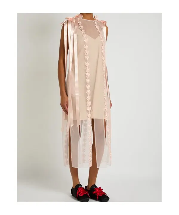 Simone Rocha Appliquéd Sheer Tulle Midi Dress