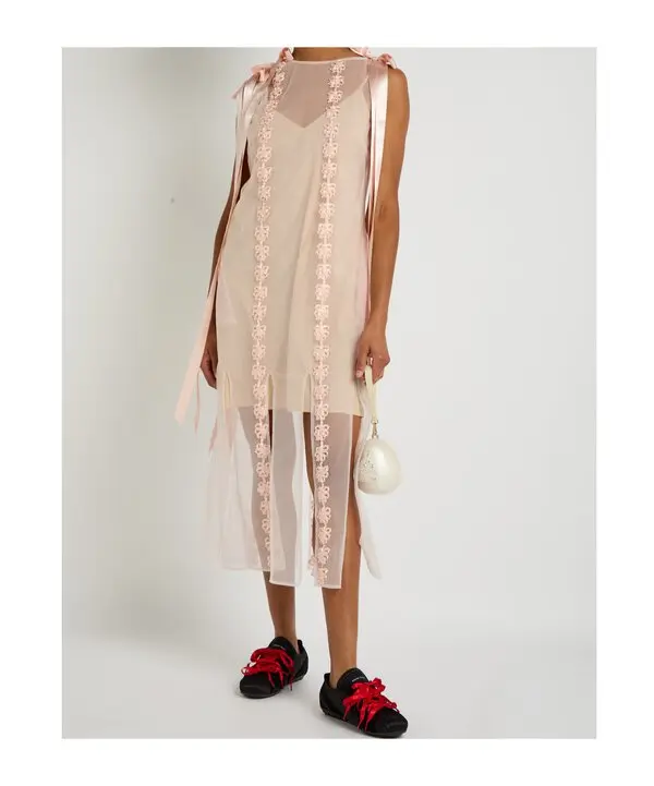 Simone Rocha Appliquéd Sheer Tulle Midi Dress
