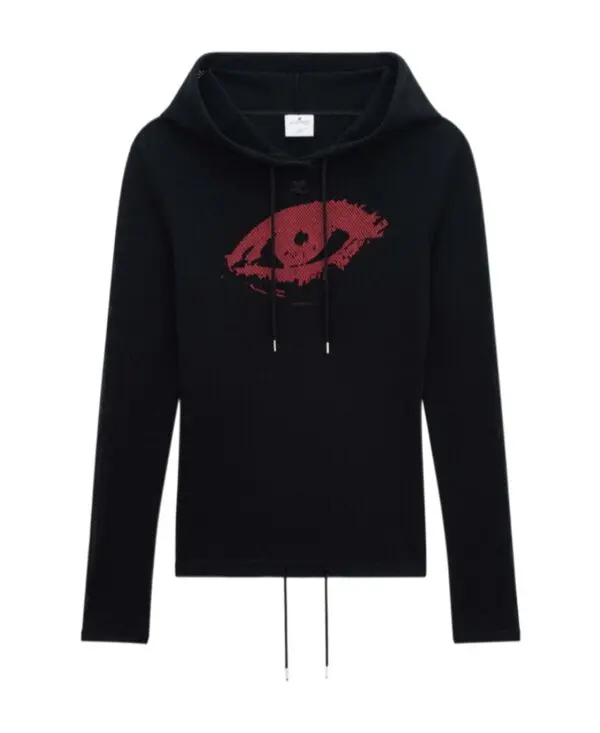 COURREGES Graphic-print Mesh Hoodie