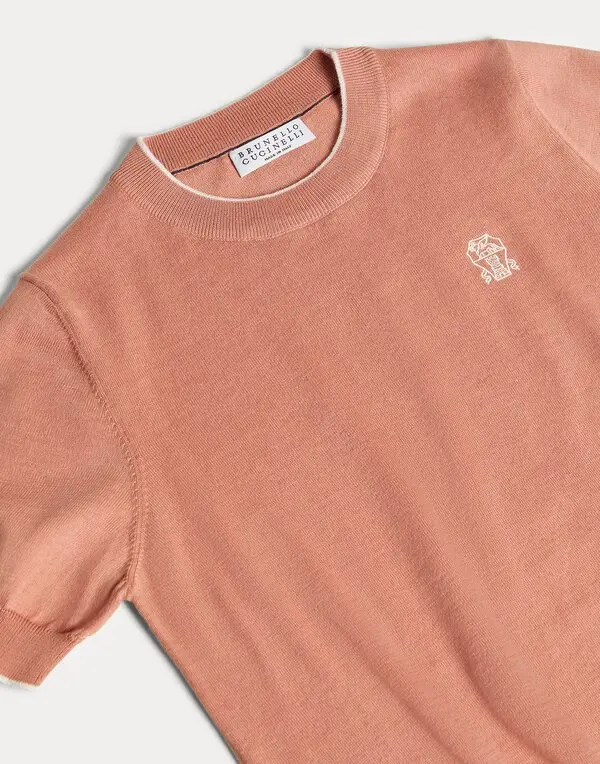 Brunello Cucinelli Lightweight Knit Cotton T-shirt With Logo Detail