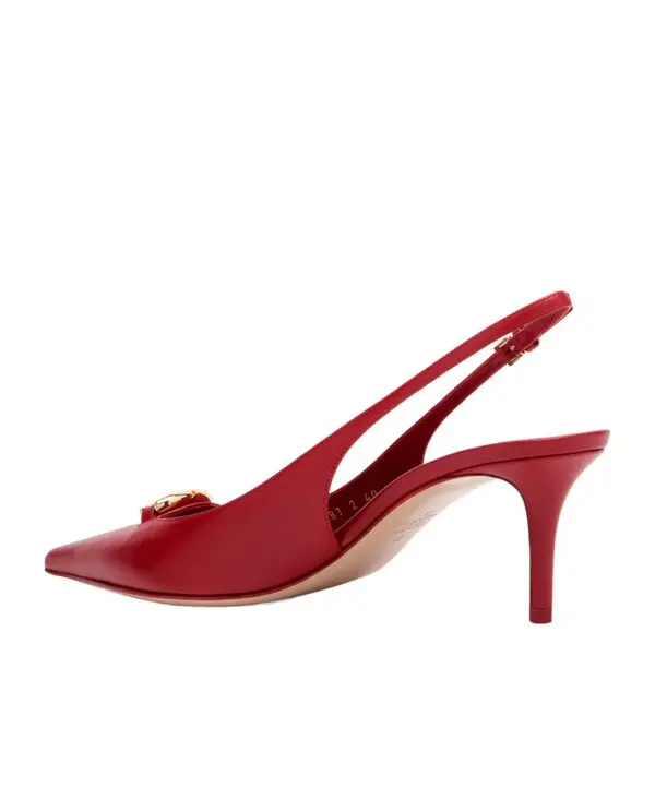 Valentino Garavani 60 Vlogo Leather Slingback Pumps - Red