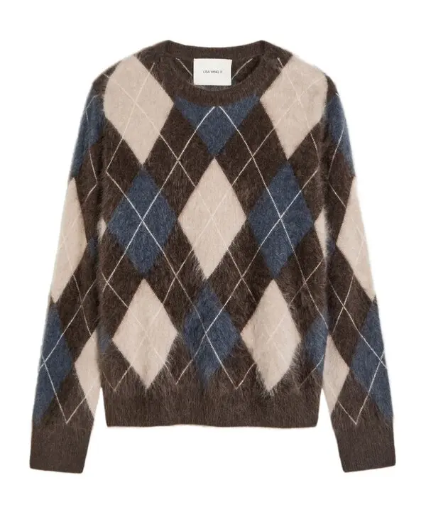LISA YANG Argyle Brushed Cashmere Jumper - Black