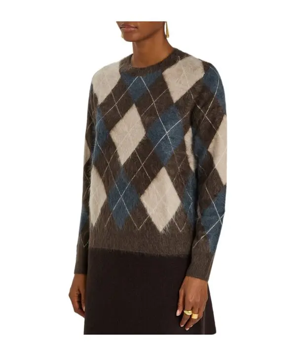LISA YANG Argyle Brushed Cashmere Jumper - Black