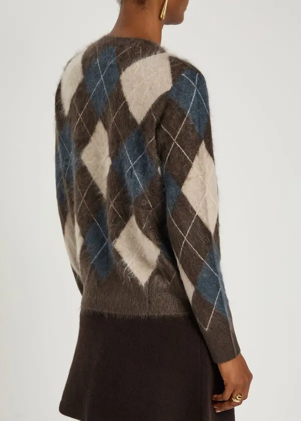 LISA YANG Argyle Brushed Cashmere Jumper - Black