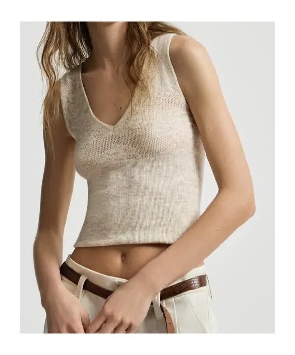 Brunello Cucinelli Silk, Alpaca, And Wool Flower-lace Knit V-neck Top