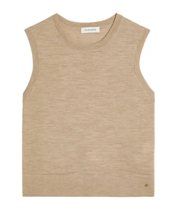 ANINE BING Moni Wool And Cashmere-blend Tank - Nude
