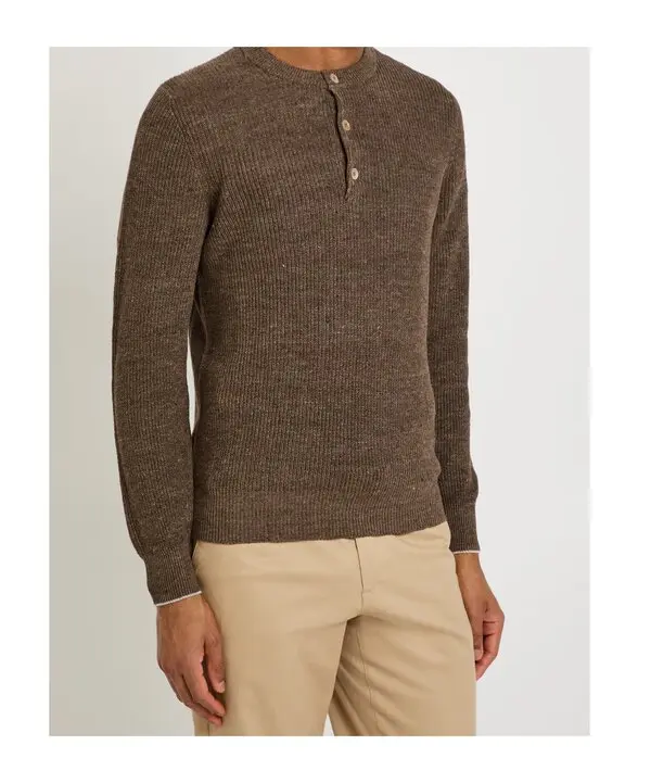 Brunello Cucinelli Ribbed Knit Linen-cotton Blend Knit Sweater