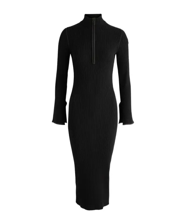 Moncler Logo Ribbed-knit Midi Dress
