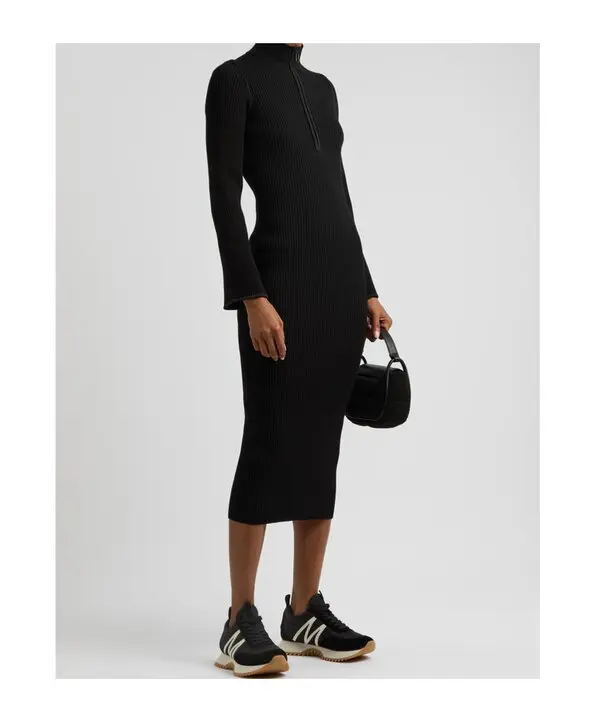 Moncler Logo Ribbed-knit Midi Dress