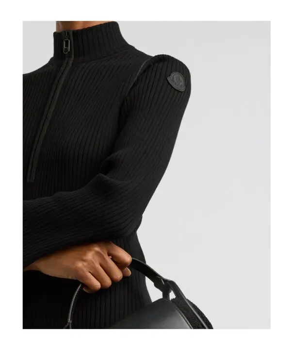Moncler Logo Ribbed-knit Midi Dress