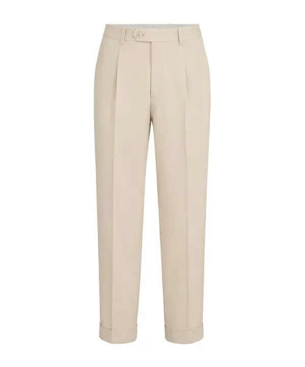 Brunello Cucinelli Cotton And Virgin Wool Gabardine Pleated Trousers - Ivory
