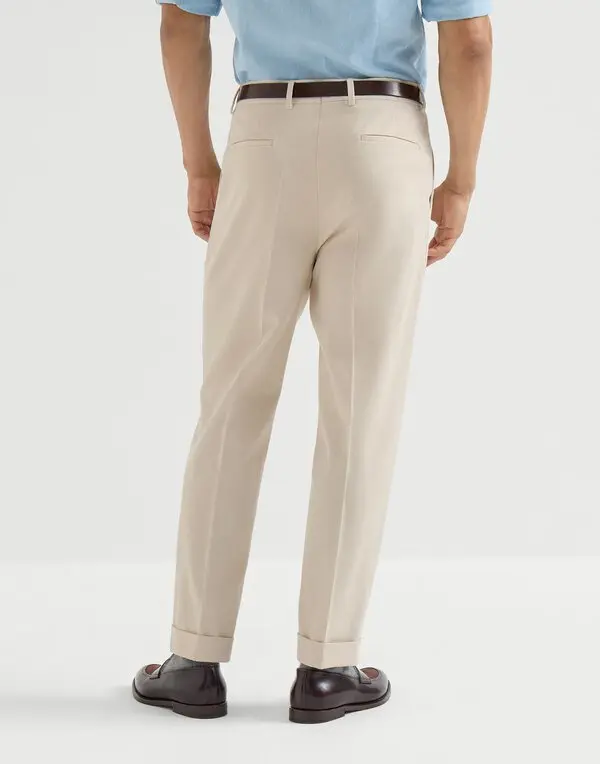 Brunello Cucinelli Cotton And Virgin Wool Gabardine Pleated Trousers - Ivory