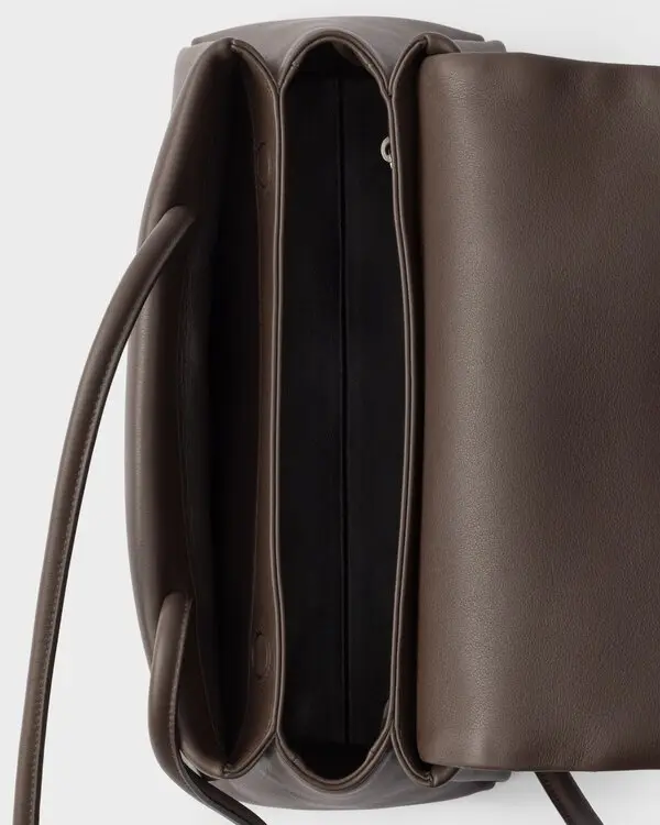 Prada Passage Medium Leather Bag With Re-nylon Flap - Brown