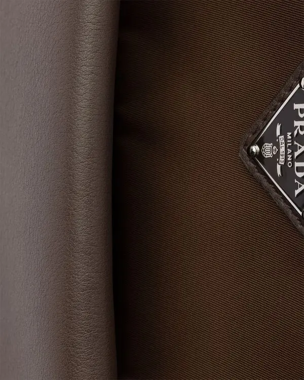 Prada Passage Medium Leather Bag With Re-nylon Flap - Brown