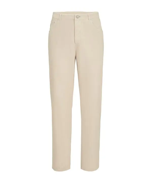 Brunello Cucinelli Garment-dyed Five-pocket Trousers In Cotton Narrow-wale Corduroy - Sand-colored