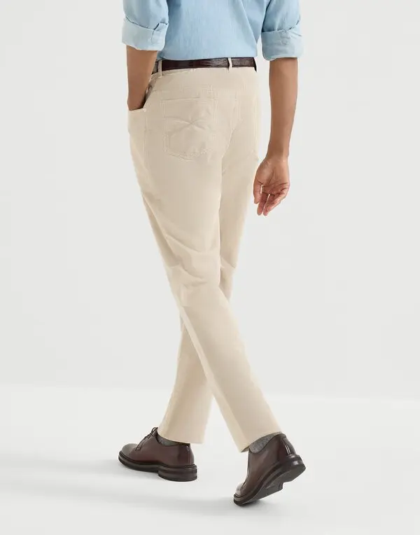 Brunello Cucinelli Garment-dyed Five-pocket Trousers In Cotton Narrow-wale Corduroy - Sand-colored