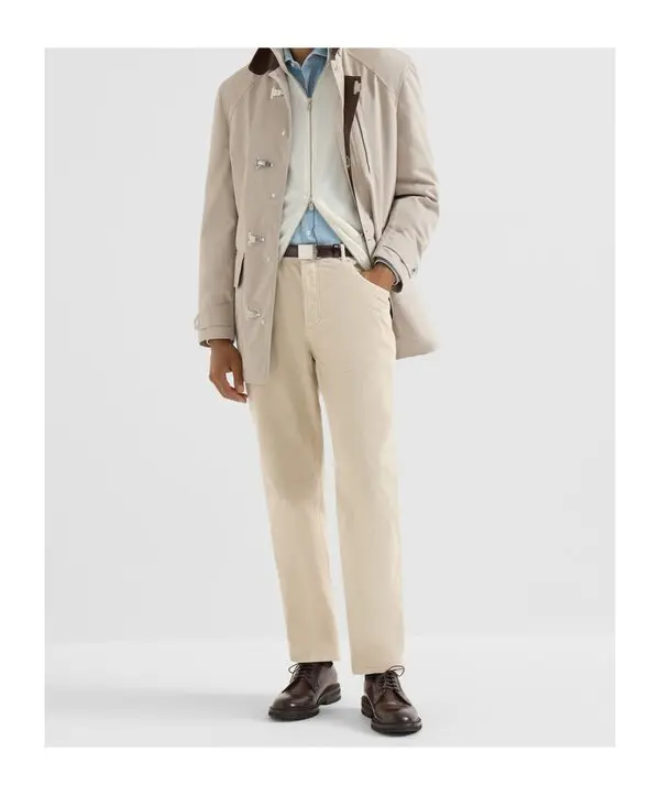 Brunello Cucinelli Garment-dyed Five-pocket Trousers In Cotton Narrow-wale Corduroy - Sand-colored