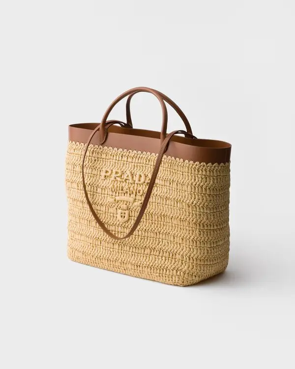 Prada Medium Crochet And Leather Tote Bag
