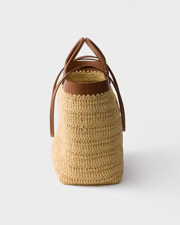 Prada Medium Crochet And Leather Tote Bag
