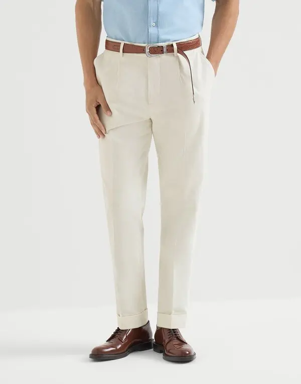 Brunello Cucinelli Sea Island Cotton Narrow Wale Corduroy Trousers With Pleat