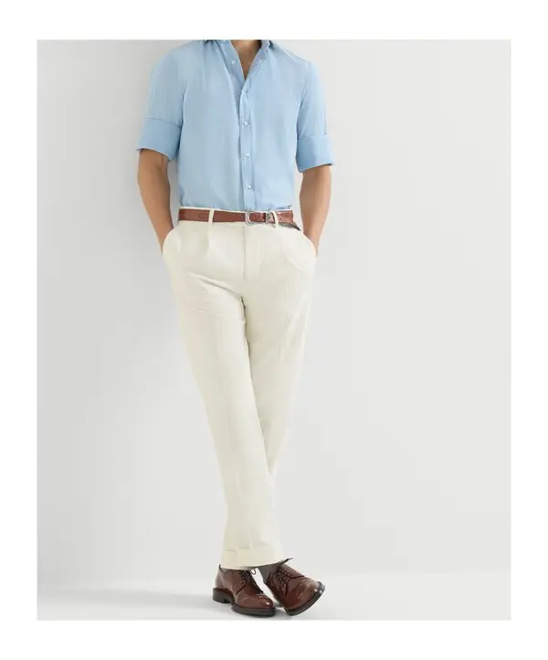 Brunello Cucinelli Sea Island Cotton Narrow Wale Corduroy Trousers With Pleat