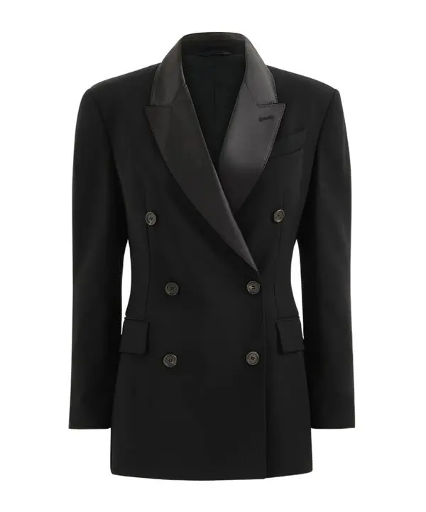 Brunello Cucinelli Viscose And Virgin Wool Tuxedo Jacket With Monili Embellishments