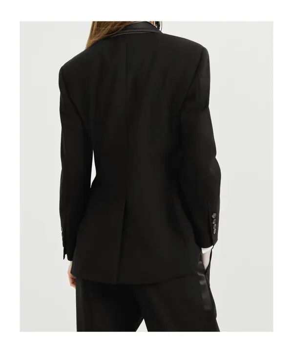 Brunello Cucinelli Viscose And Virgin Wool Tuxedo Jacket With Monili Embellishments