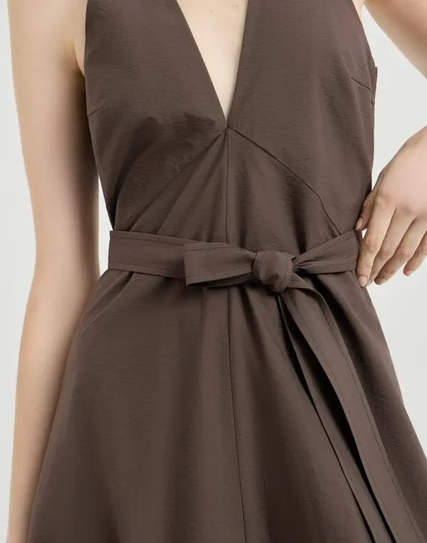 Brunello Cucinelli Techno Cotton Poplin Belted Dress