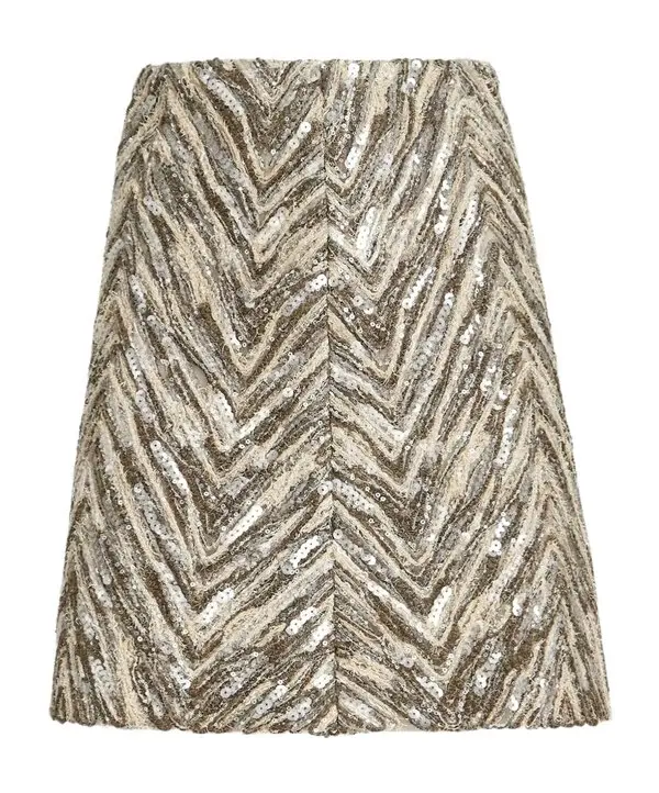 Brunello Cucinelli Chevron Embellished Mini Skirt