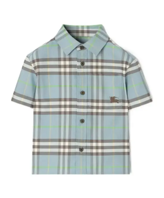 Burberry Check Cotton Oxford Shirt With Embroidered Equestrian Knight Design