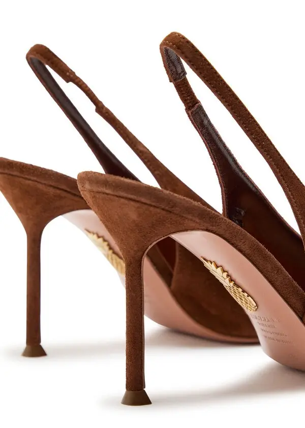 AQUAZZURA Voltaire 85 Suede Slingback Pumps