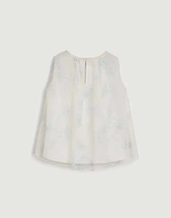 Brunello Cucinelli Sparkling Daisy Print Tulle Top